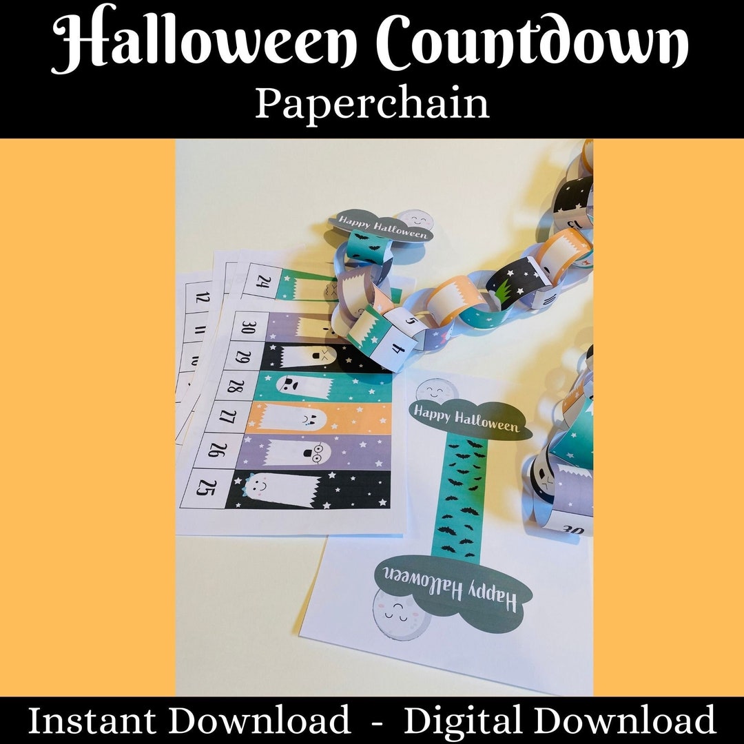Halloween Countdown Paper Chain Cute Ghosts Halloween Countdown ...