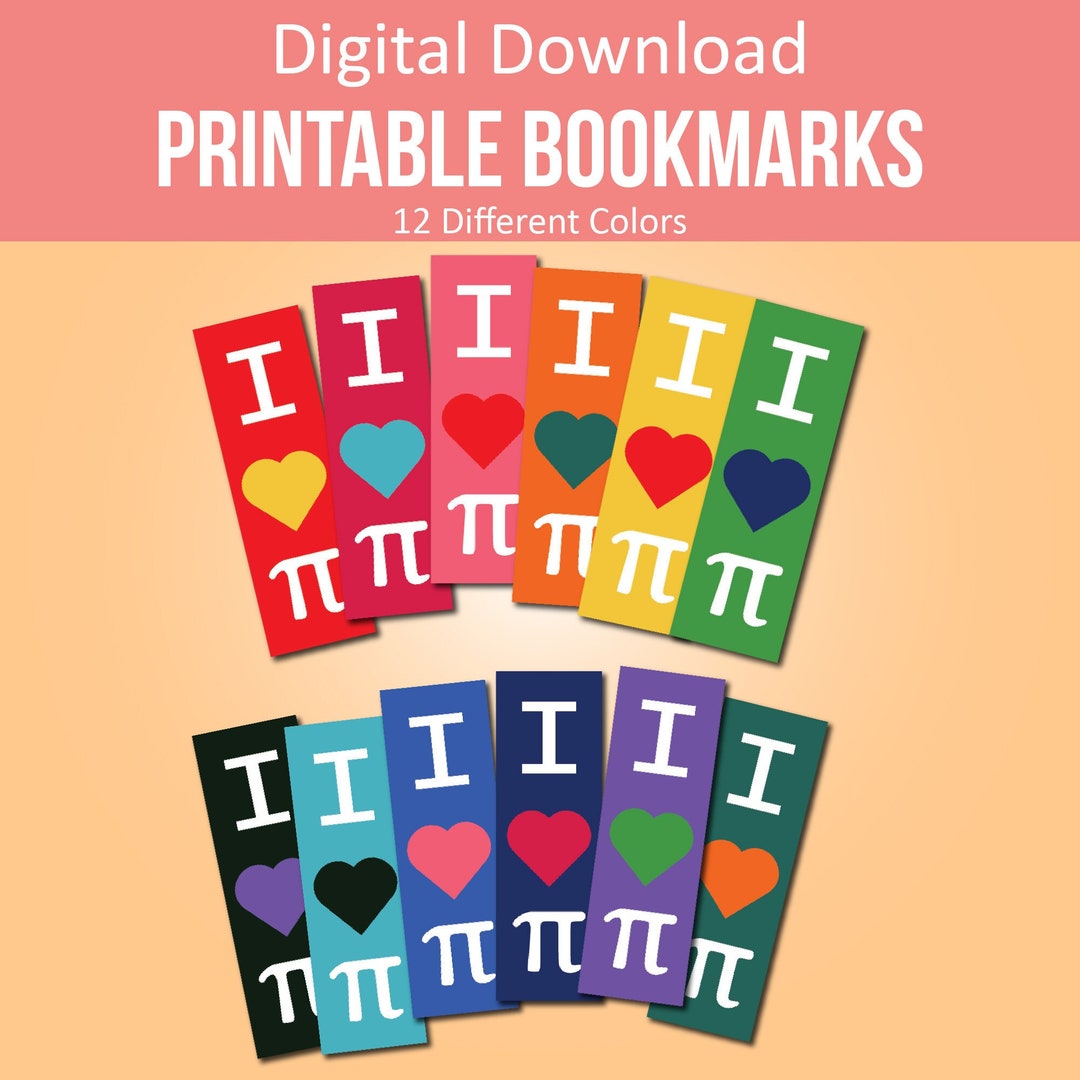 Colorful Pi Bookmark Set | Printable Bookmarks| Pi Day| Math Bookmarks ...
