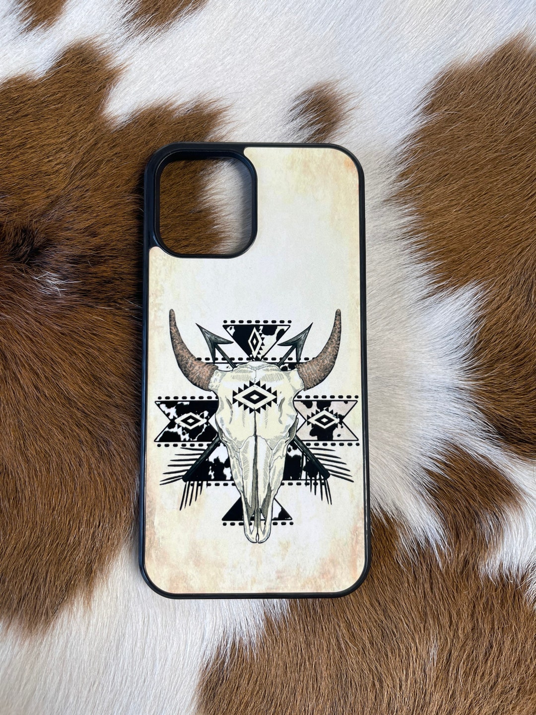 Bull Skull Aztec Cow Hide / iPhone Case / Trendy / Western / Cell Phone ...