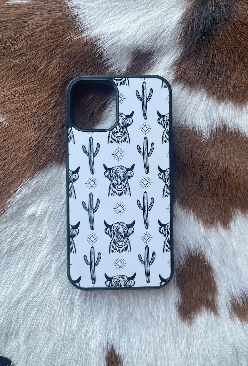 Highland Cow & Cactus Phone Case, Western Style - Etsy