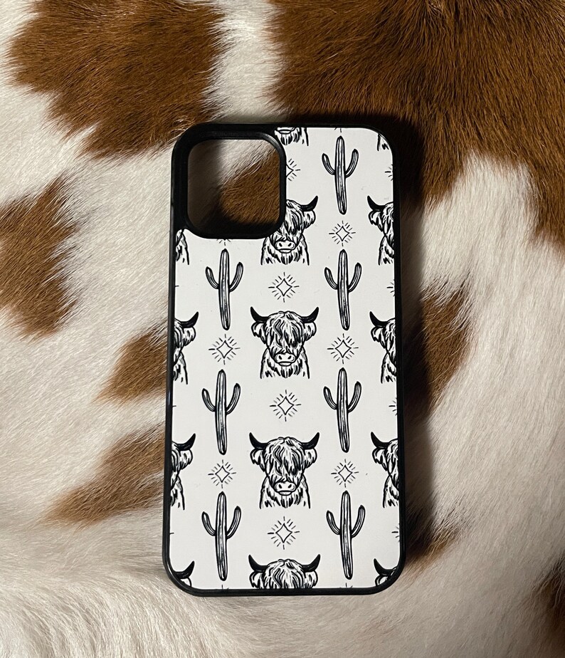 Highland Cow & Cactus Phone Case, Western Style - Etsy