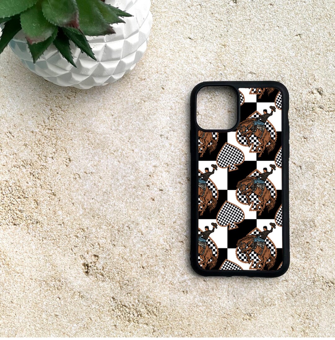 Rodeo Cowboy Bucking Horse Checkered Pattern / iPhone Case / Cell Phone ...
