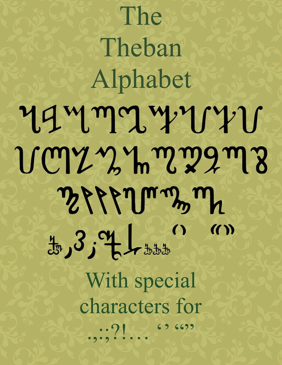 Theban Alphabet Font INSTANT DOWNLOAD Witch Alphabet Grimoire Diary ...