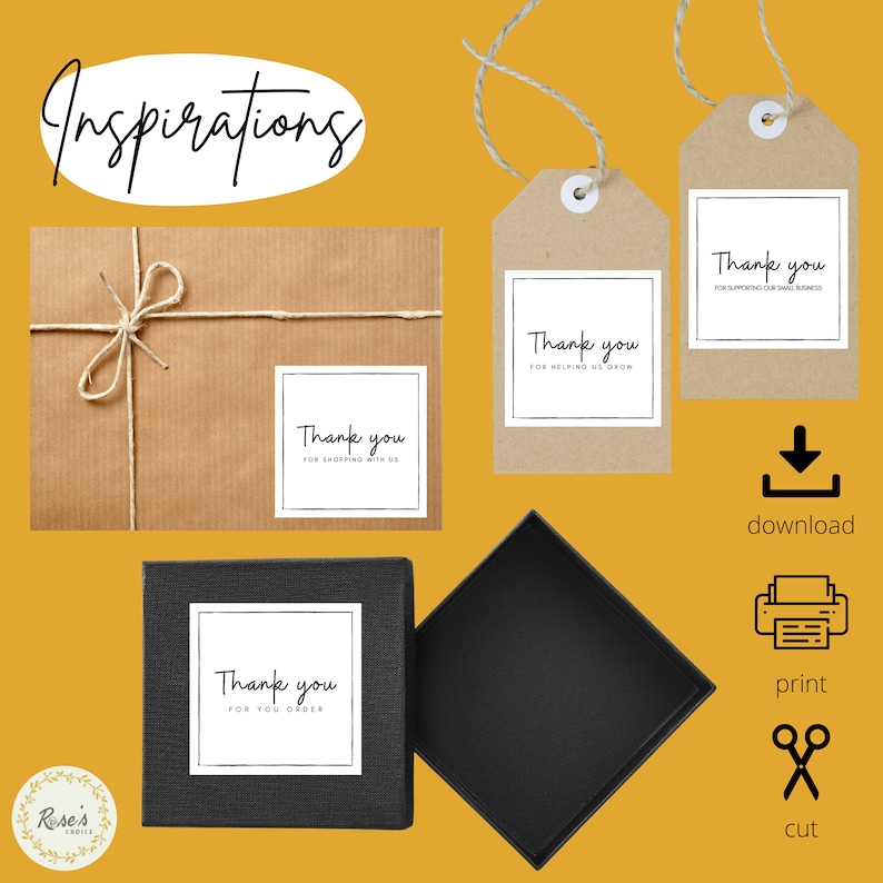 PRINTABLE Square Thank You Tags| Thank You Labels | Thank You Stickers ...