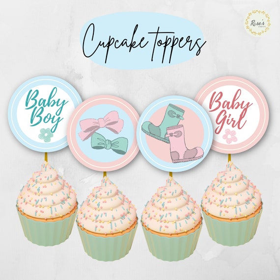 Printable Gender Reveal Cupcake Toppers And Banners Diy Etsy Australia