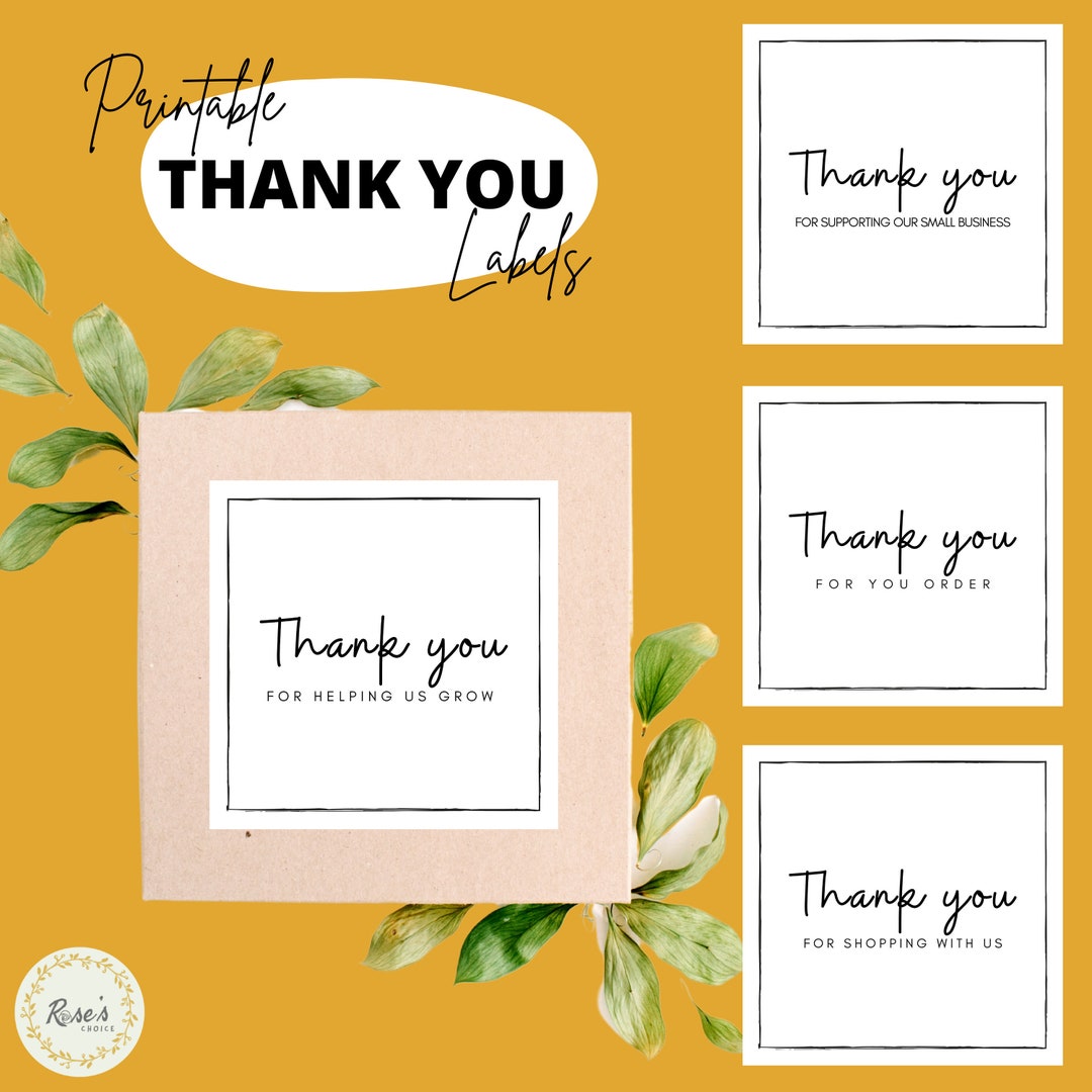 PRINTABLE Square Thank You Tags| Thank You Labels | Thank You Stickers ...