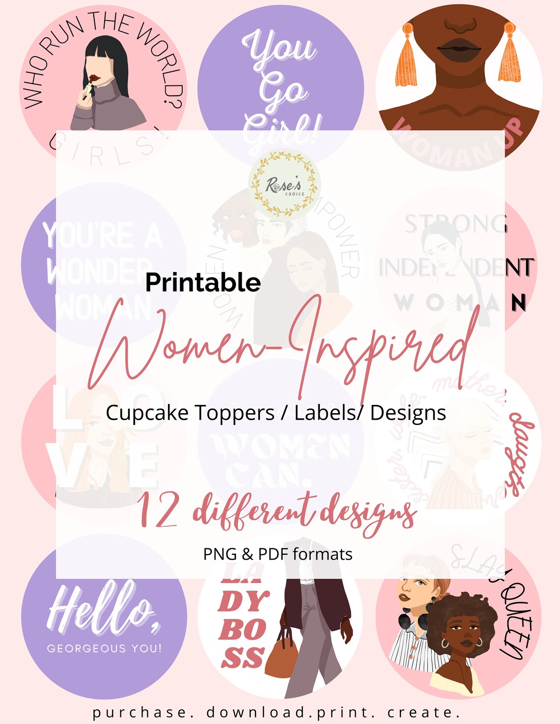PRINTABLE Women-inspired Cupcake Toppers | Women's Month Labels ...