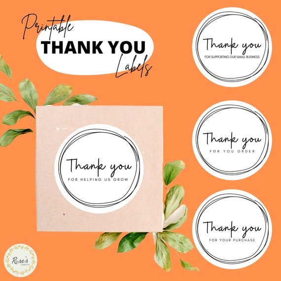 PRINTABLE Round Thank You Tags Thank You Labels Thank You | Etsy