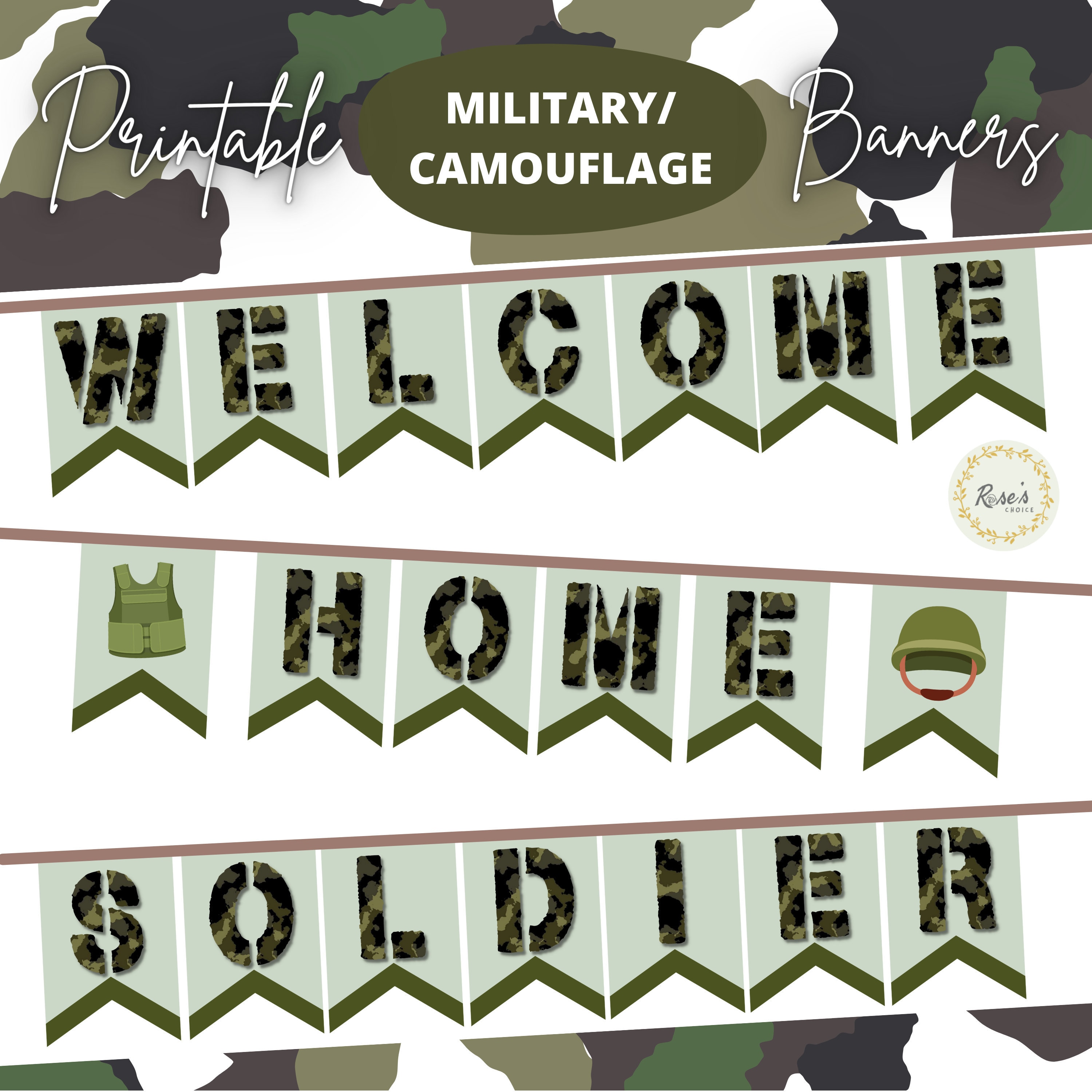 PRINTABLE Camouflage Alphabet Banner and Cupcake Topper | 26 Printable ...