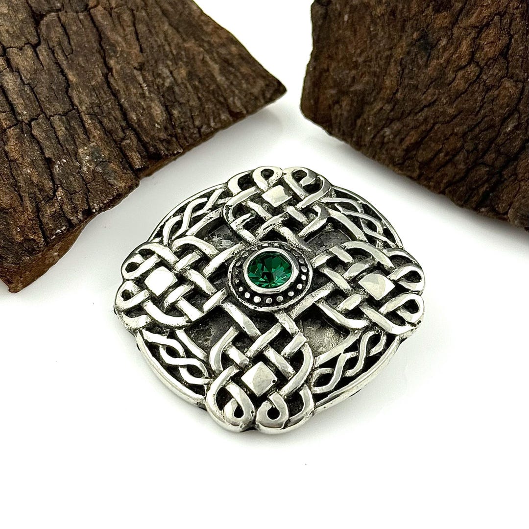 Celtic Brooch With Emerald Center, Irish Brooch - Etsy