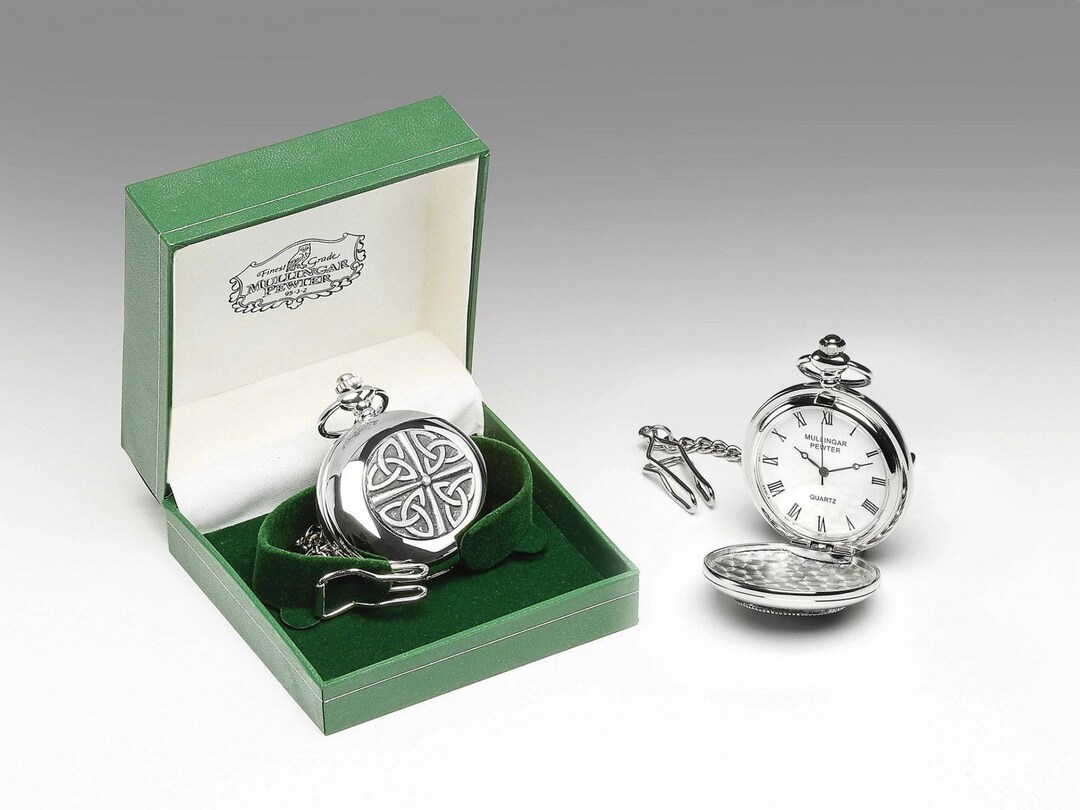 Irish Pocket Watch With Celtic Design Mullingar Pewter Man Gift - Etsy