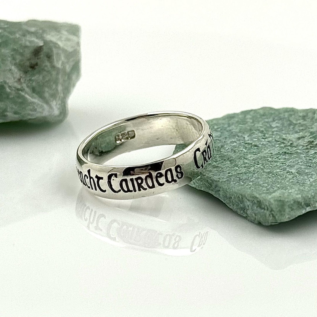 Engraved Sterling Silver Irish Ring | Gaelic Ring | Claddagh Ring - Etsy