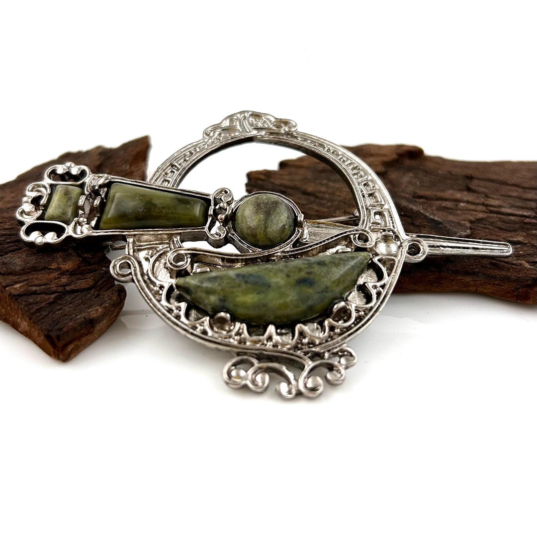 Irish Brooch With Connemara Marble, Tara Brooch, Celtic Brooch - Etsy