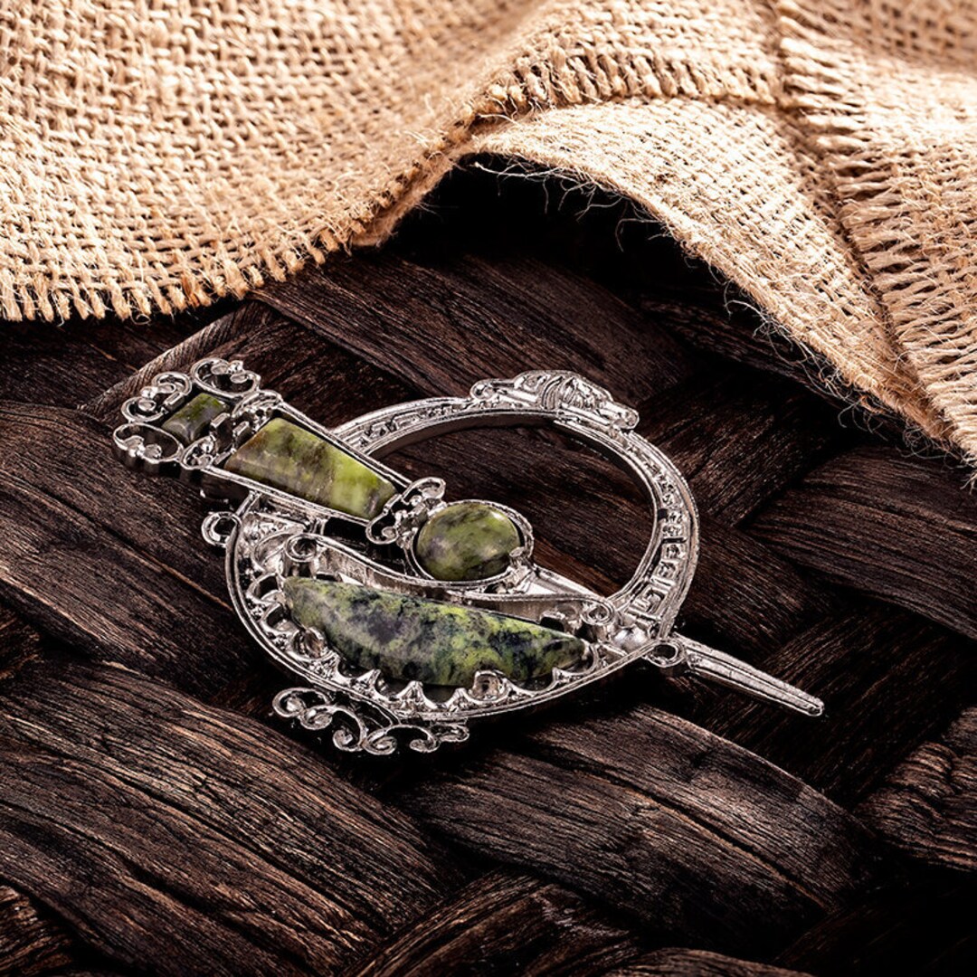 Irish Brooch With Connemara Marble, Tara Brooch, Celtic Brooch - Etsy