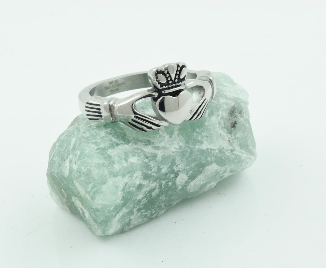 Claddagh Ring in Stainless Steel, Irish Ring, Heart Ring, Clatter Ring ...