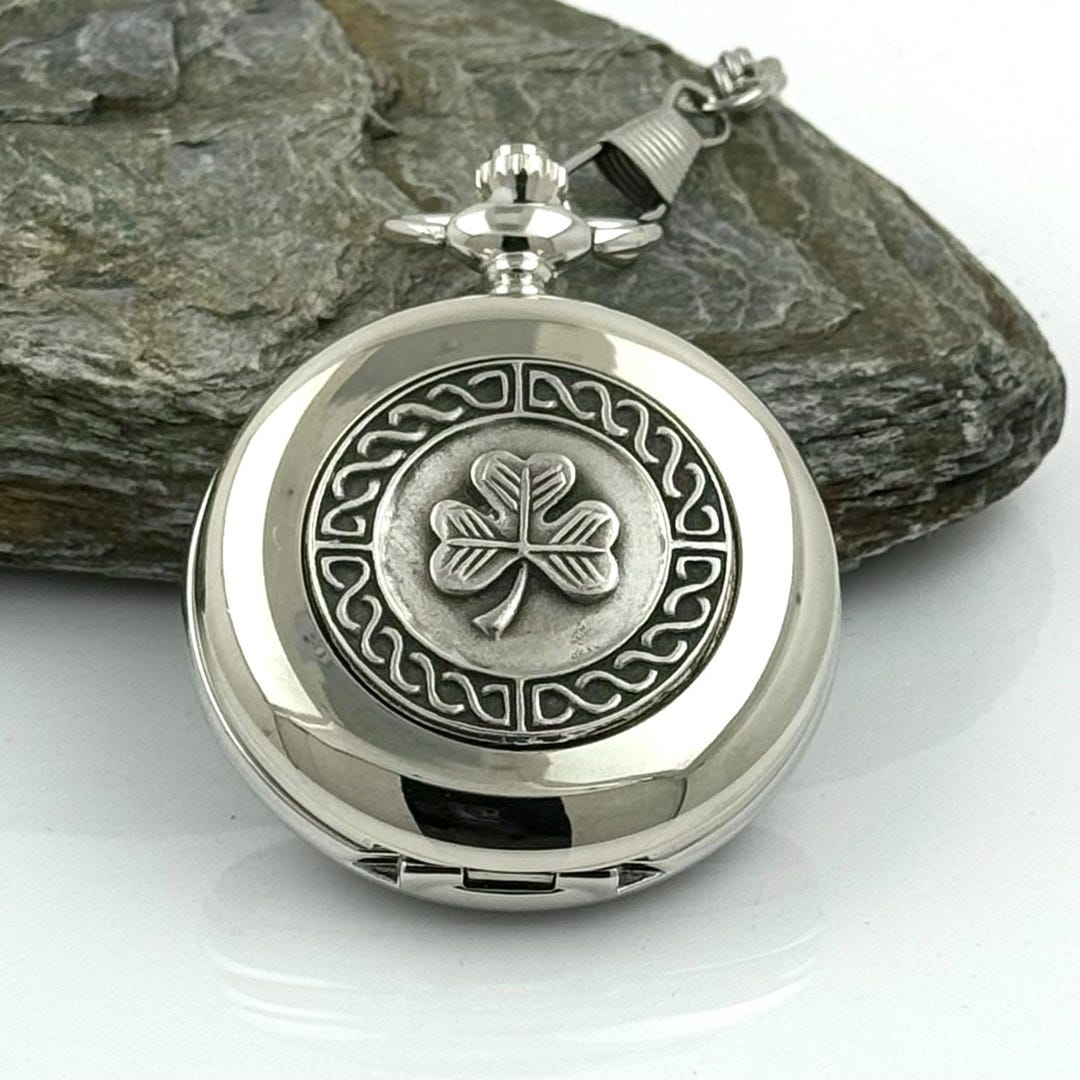 Irish Pocket Watch With Shamrock | Celtic Man Gift - Etsy