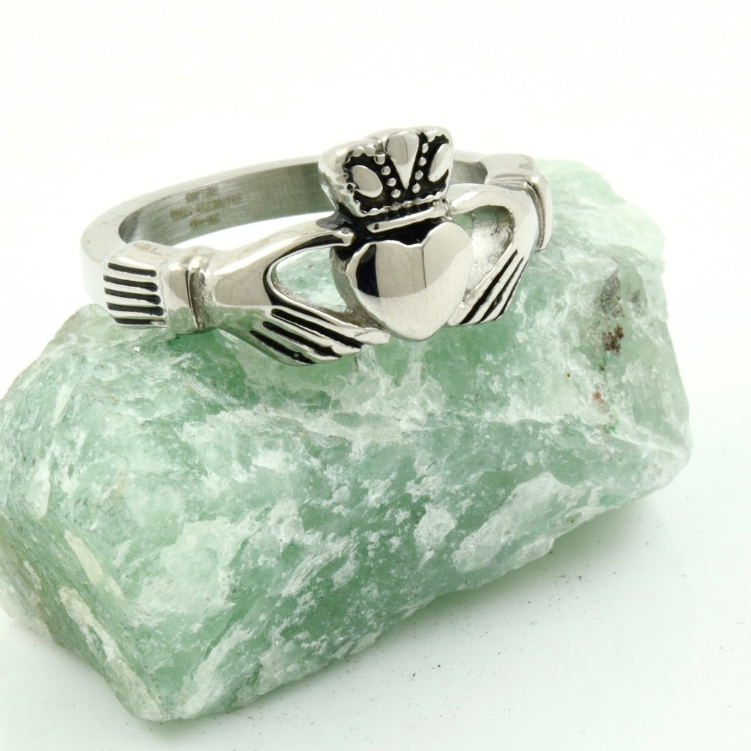 Claddagh Ring in Stainless Steel, Irish Ring, Heart Ring, Clatter Ring ...