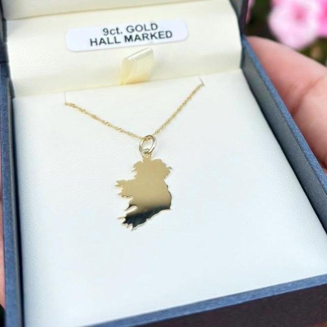 Solid Gold Ireland Map Necklace - Etsy