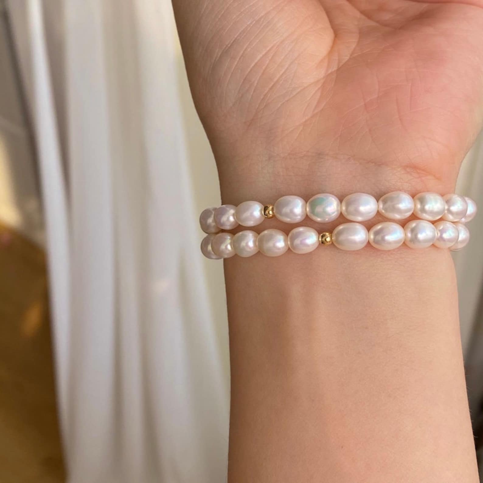 Dainty pearl Bracelet Pearl Bracelet Freshwater Pearl 14k | Etsy