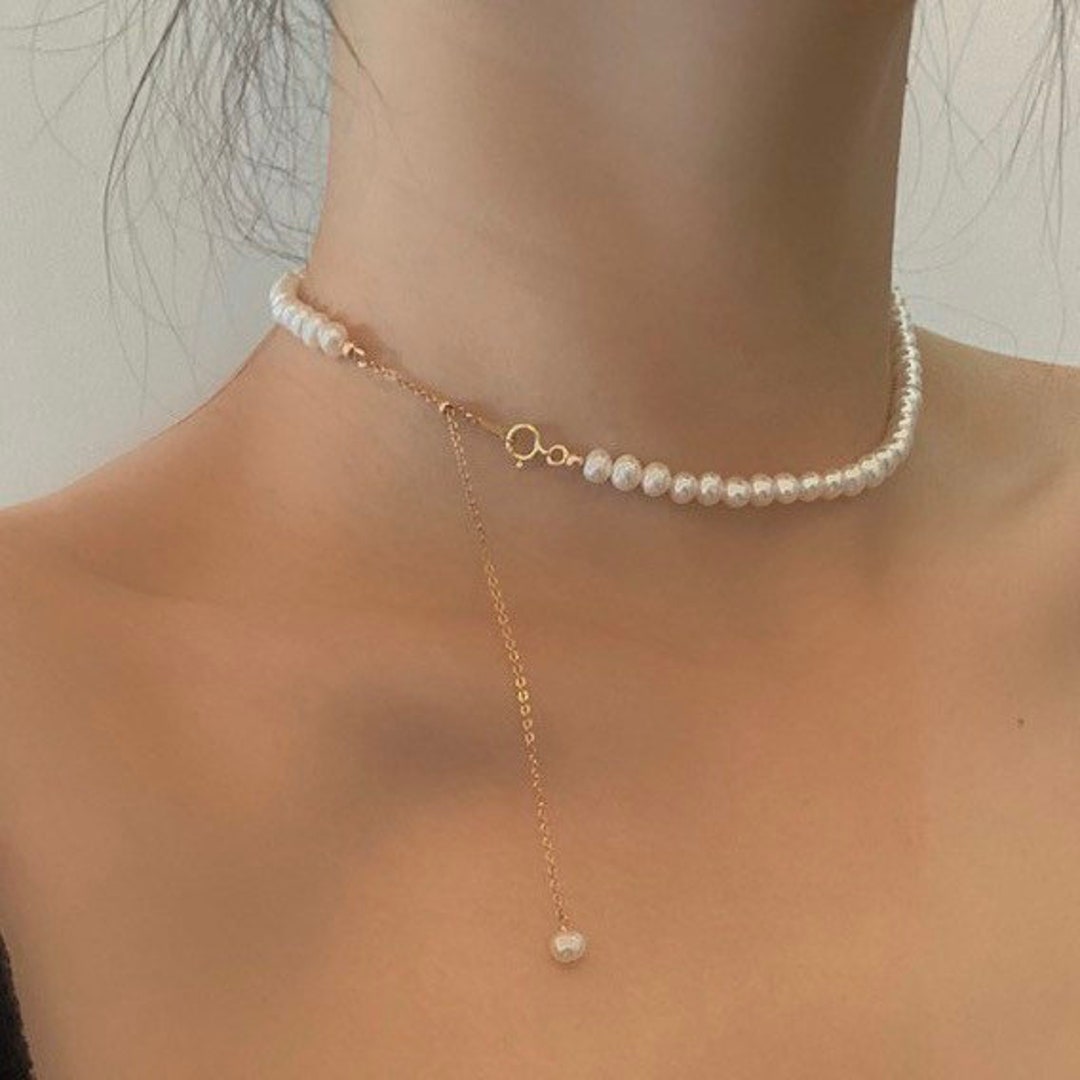 Dainty Pearl Necklace，pearl Necklace, Fresh Water Pearl Necklace, 14k ...