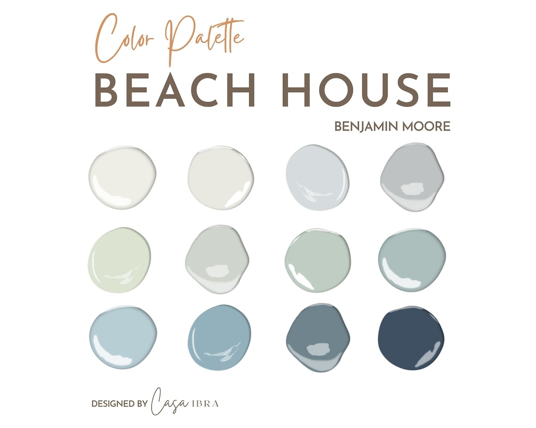 Beach House Paint Color Palette, Benjamin Moore, Interior Paint Palette ...