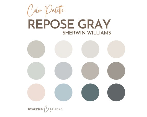 Repose Gray Paint Color Palette Sherwin Williams Interior - Etsy