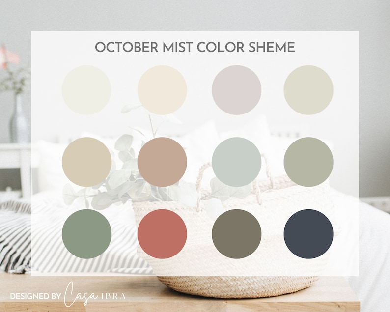 October Mist Paint Color Palette Benjamin Moore Interior - Etsy Ireland