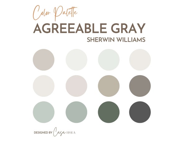 Agreeable Gray Paint Color Palette Sherwin Williams Interior - Etsy