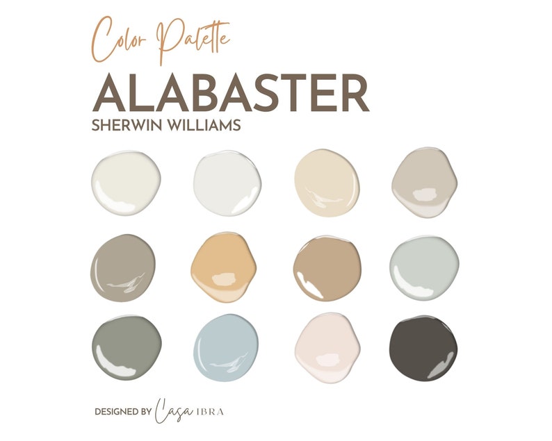 Alabaster Paint Color Palette, Sherwin Williams, Interior Paint Palette ...