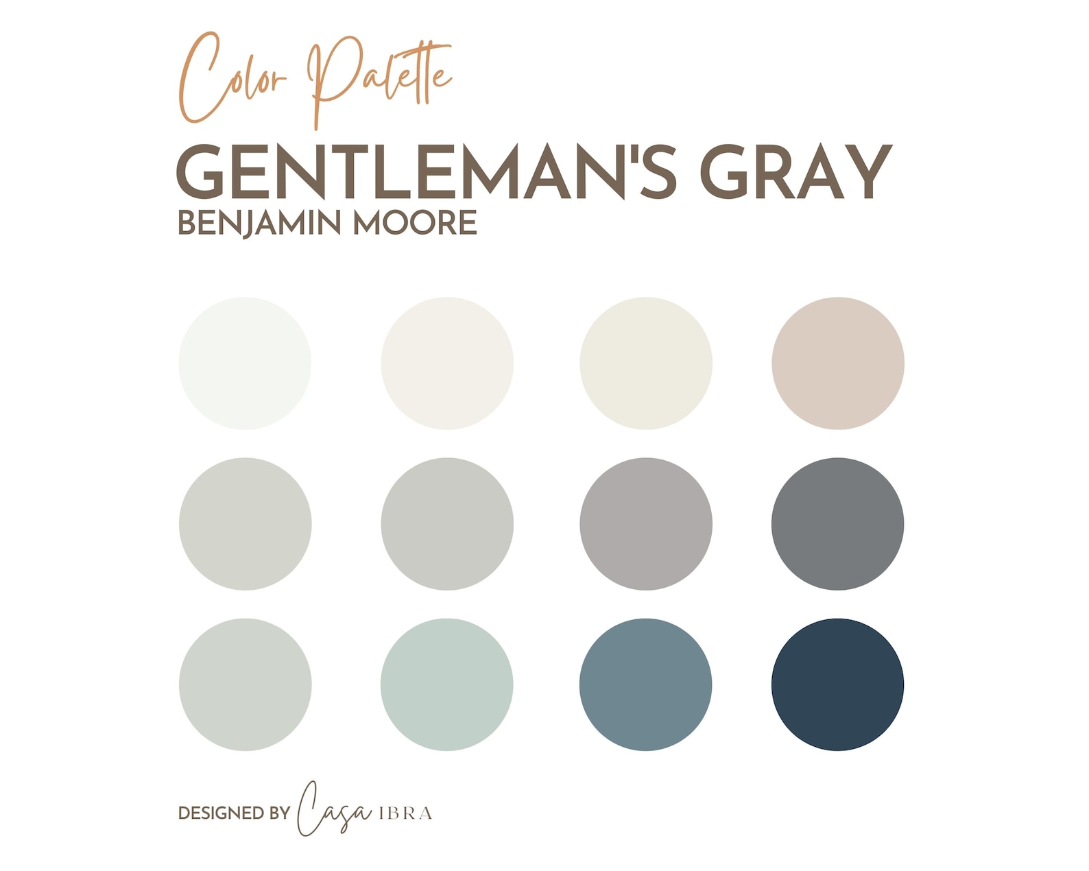 Gentleman's Gray Paint Color Palette, Benjamin Moore, Interior Paint ...