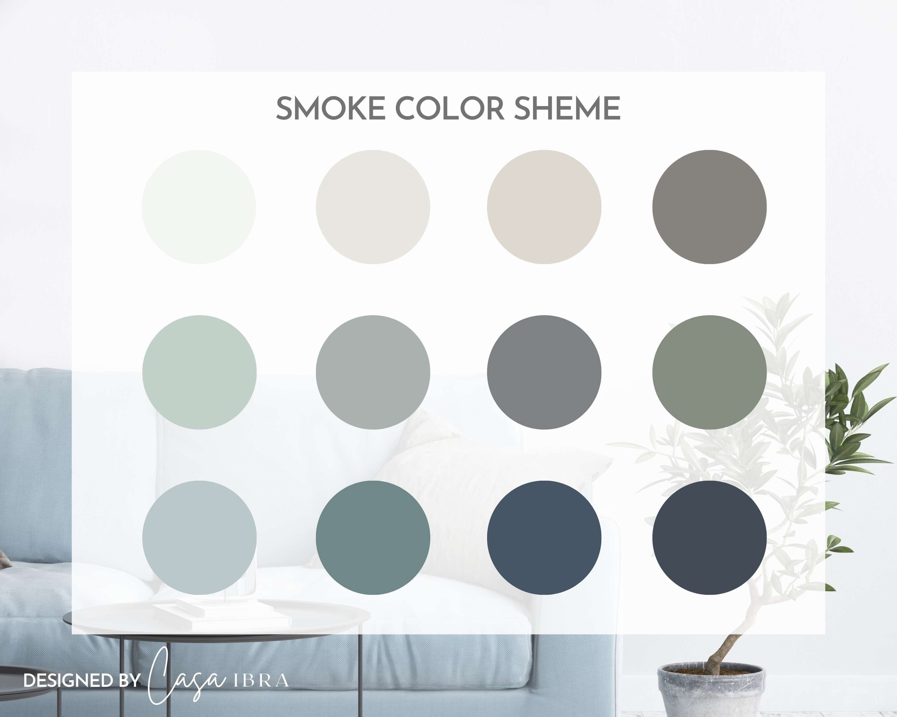 Smoke Paint Color Palette, Benjamin Moore, Interior Paint Palette ...