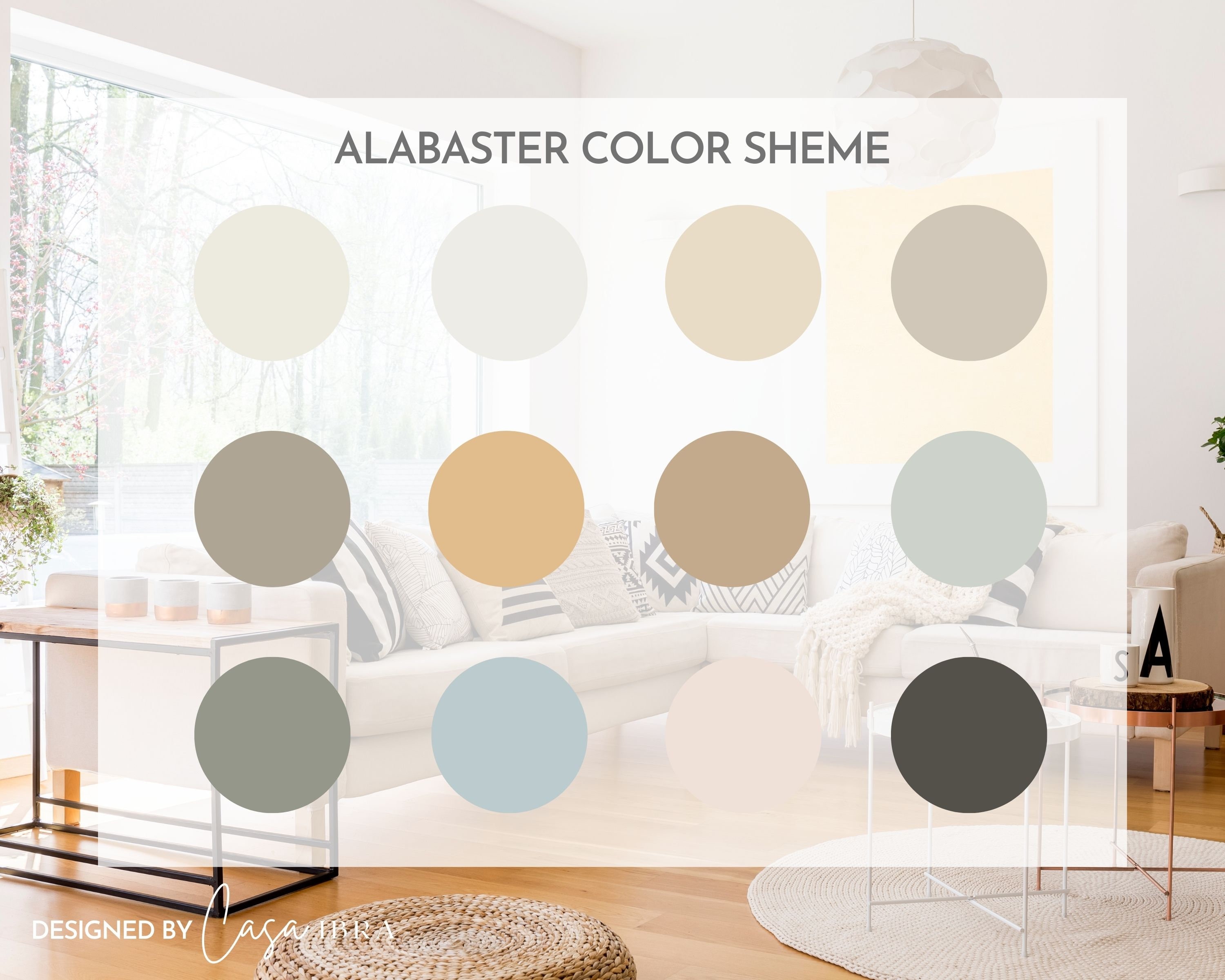 Alabaster Paint Color Palette, Sherwin Williams, Interior Paint Palette ...
