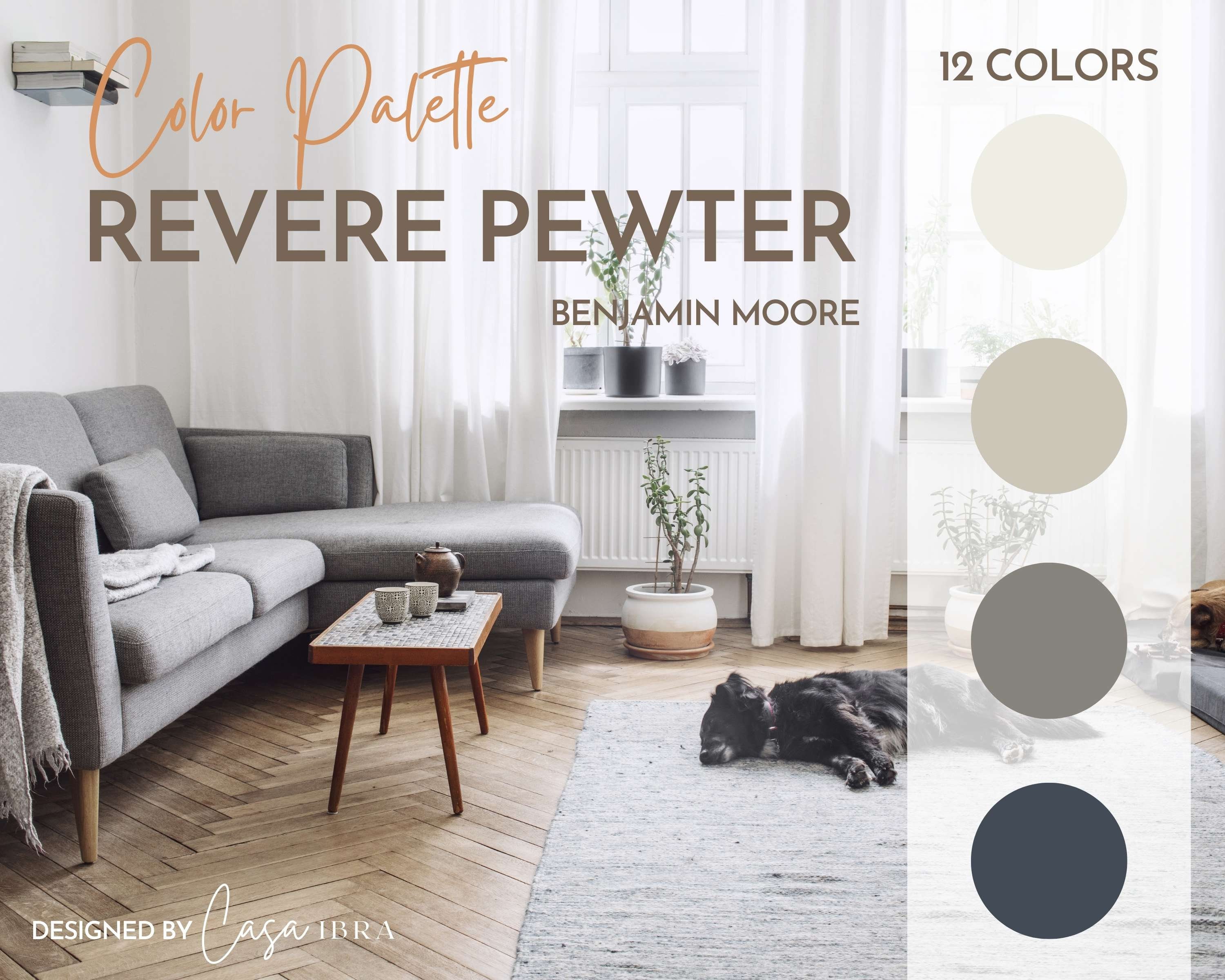 Revere Pewter Paint Color Palette Benjamin Moore Interior - Etsy