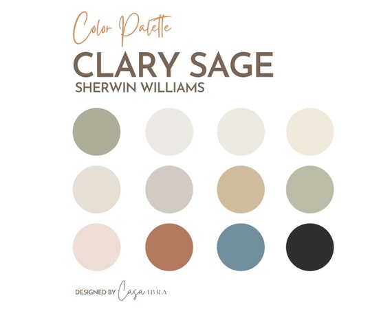 Clary Sage Paint Color Palette Sherwin Williams Interior - Etsy