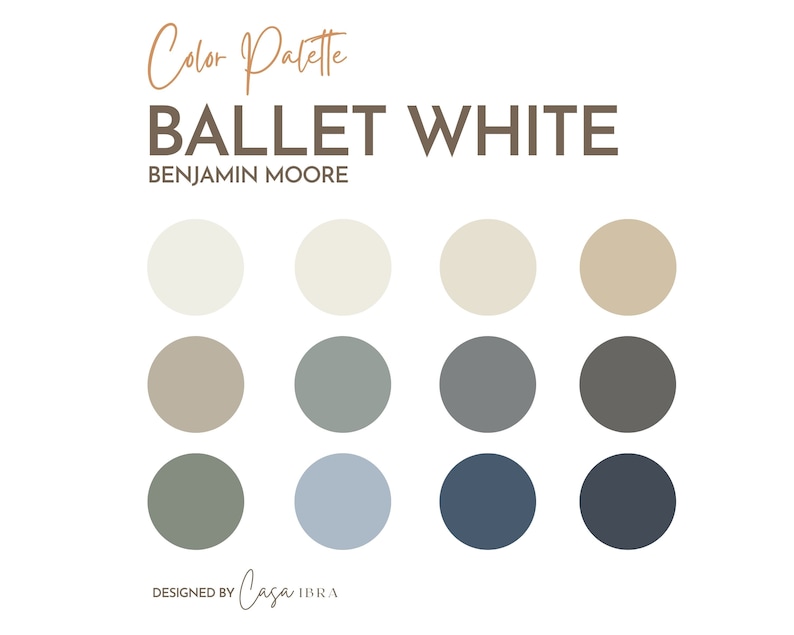 Ballet White Paint Color Palette Benjamin Moore Interior - Etsy Canada