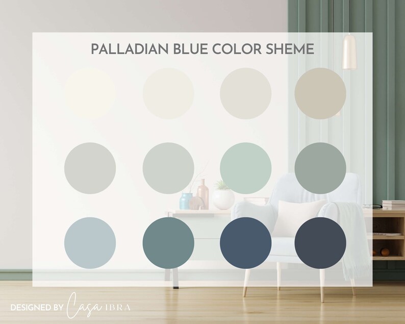 Palladian Blue Paint Color Palette, Benjamin Moore, Interior Paint ...