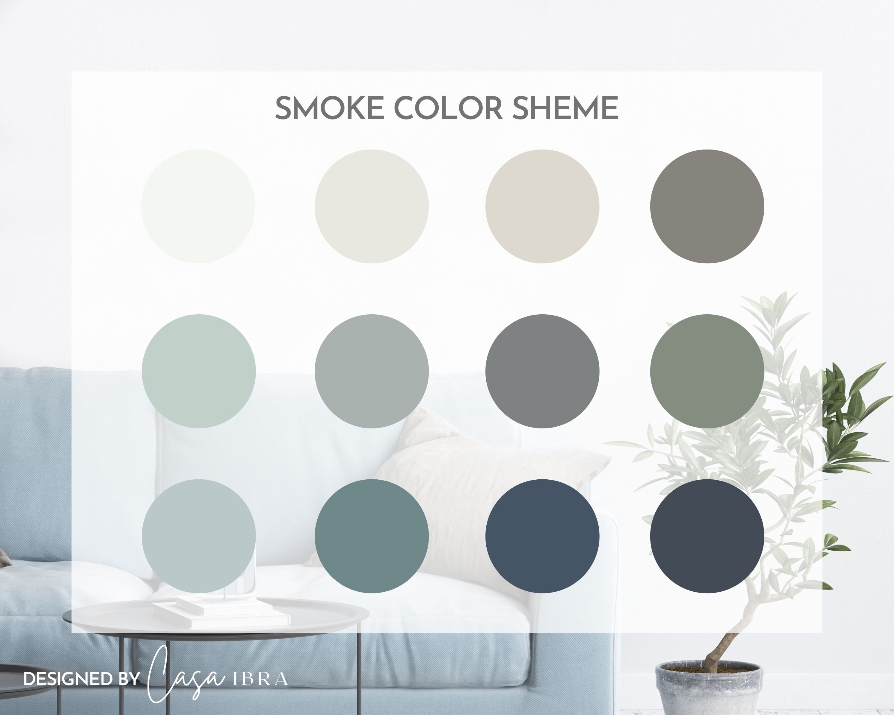 Smoke Paint Color Palette Benjamin Moore Interior Paint - Etsy