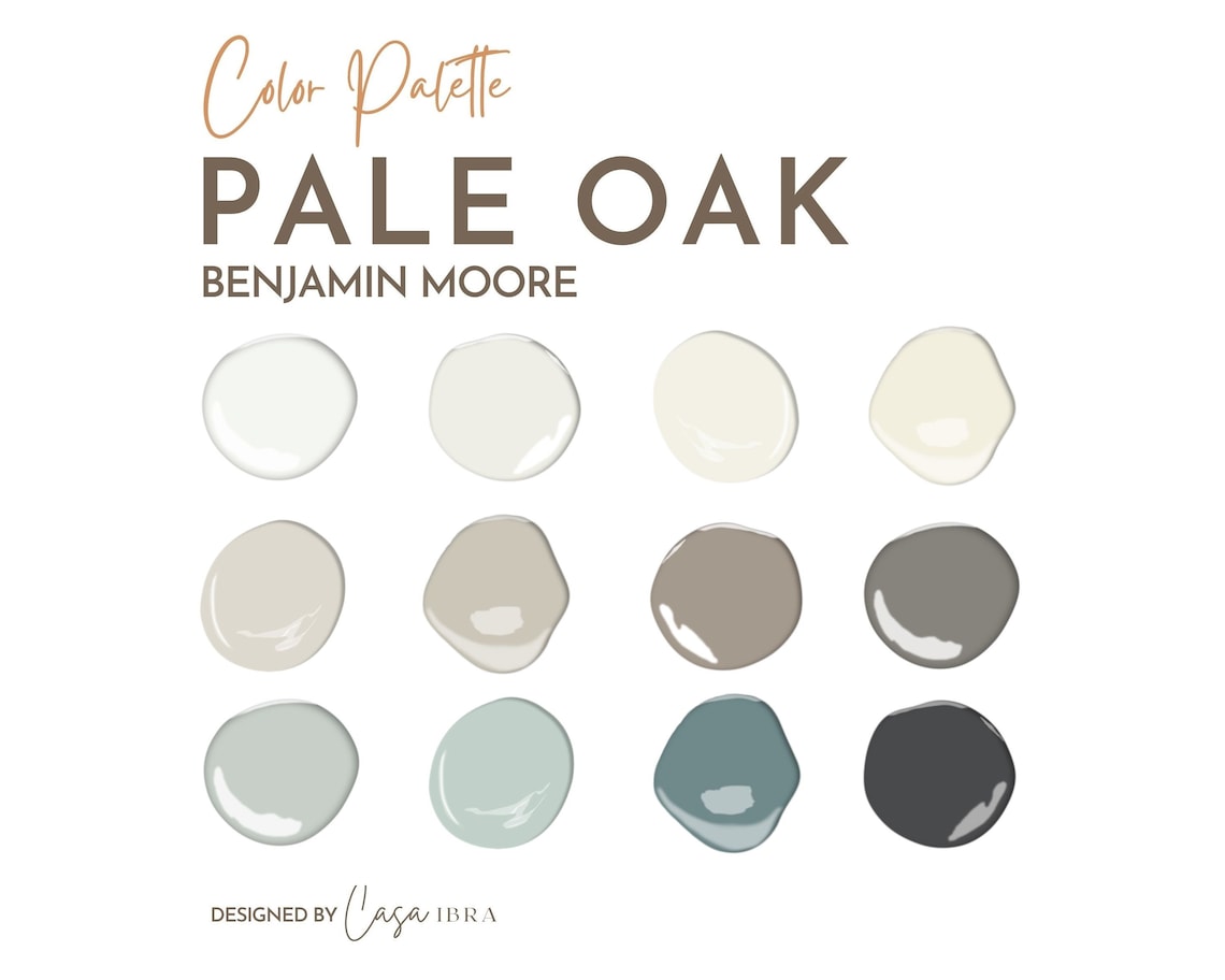 Pale Oak Paint Color Palette, Benjamin Moore, Interior Paint Palette ...