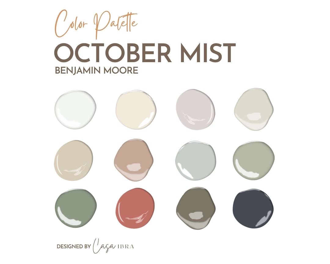 October Mist Paint Color Palette, Benjamin Moore, Interior Paint ...