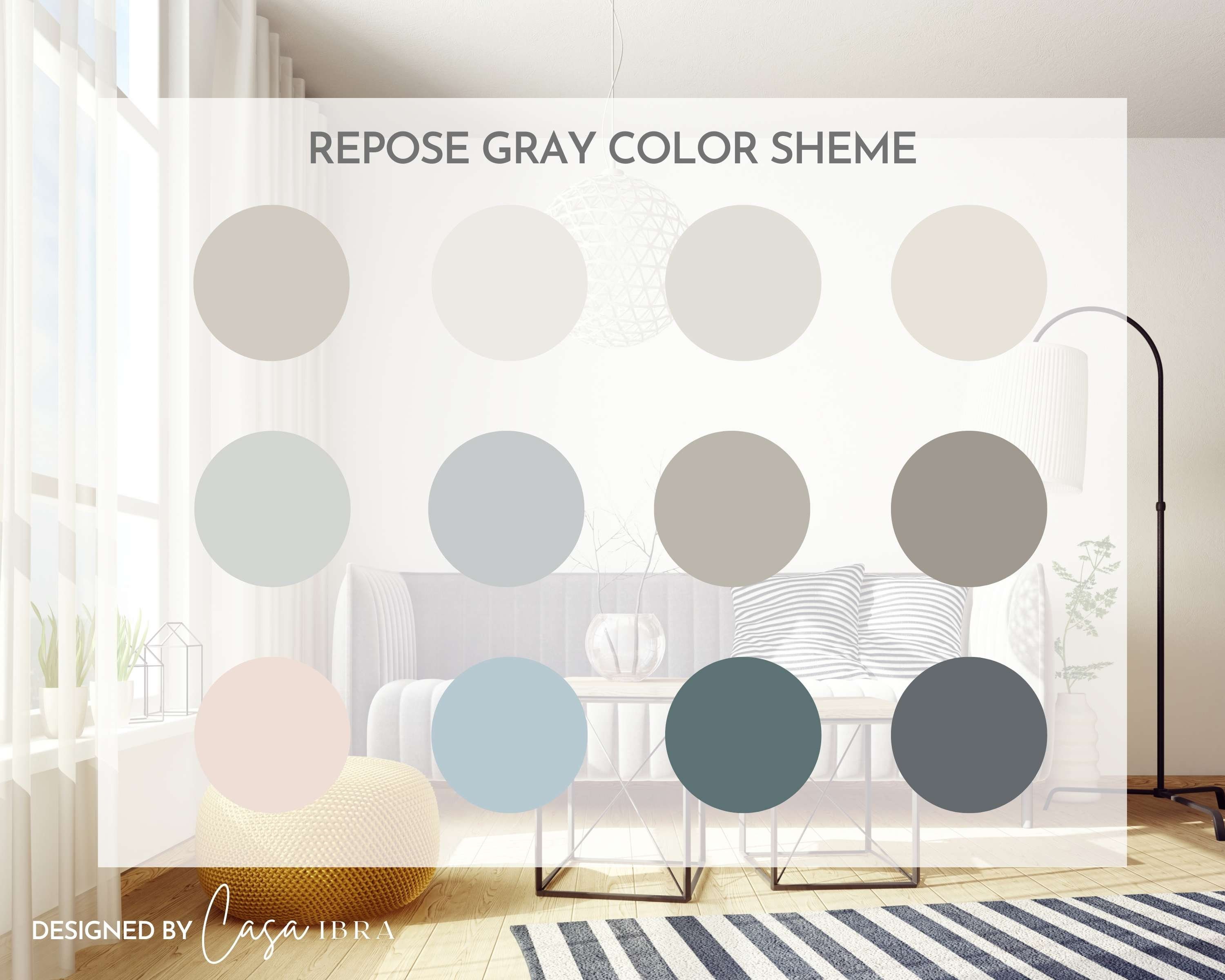 Repose Gray Paint Color Palette Sherwin Williams Interior - Etsy