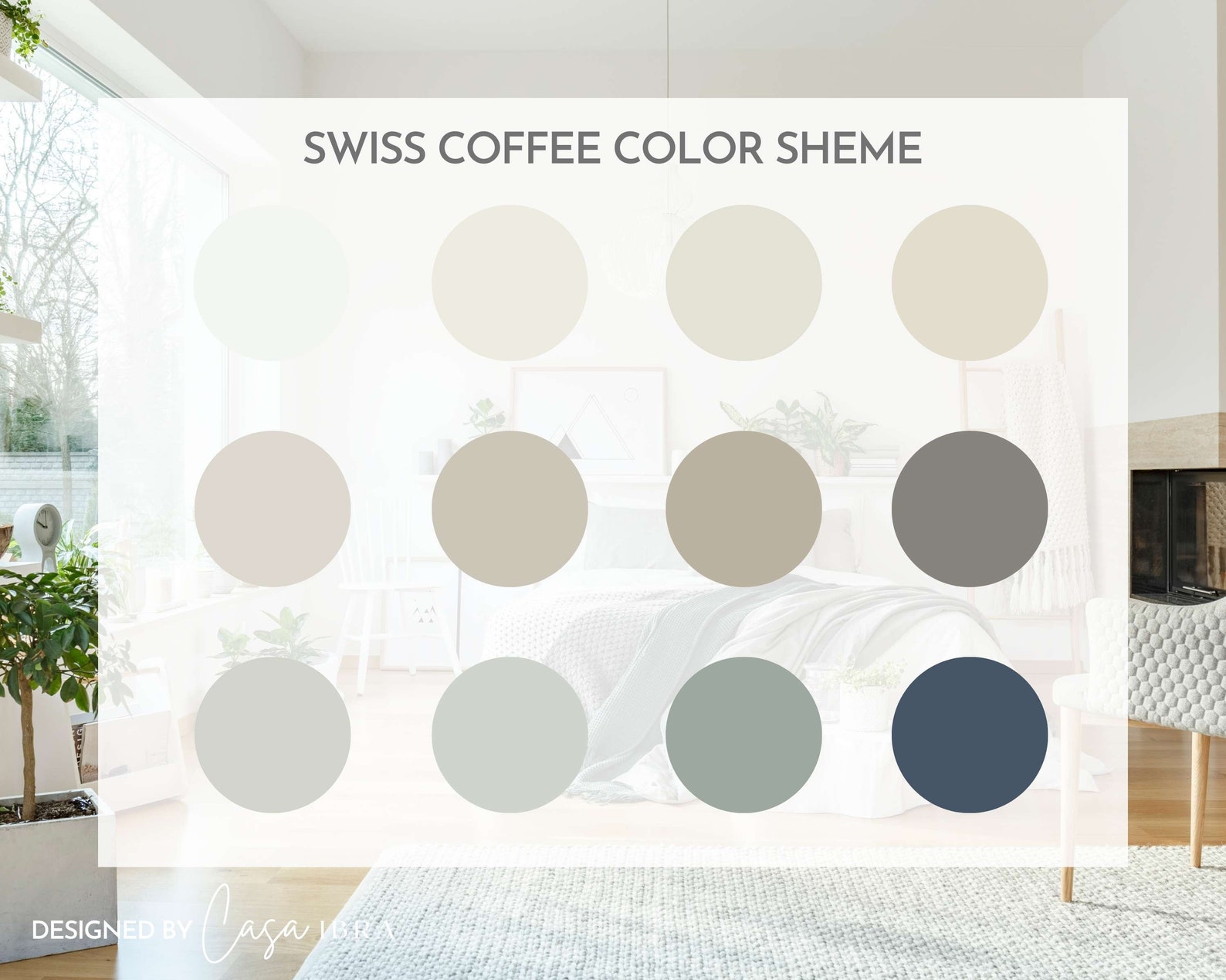 Swiss Coffee Paint Color Palette, Benjamin Moore, Interior Paint ...