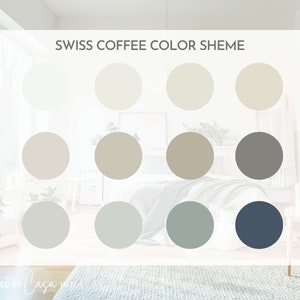Swiss Coffee Paint Color Palette, Benjamin Moore, Interior Paint ...
