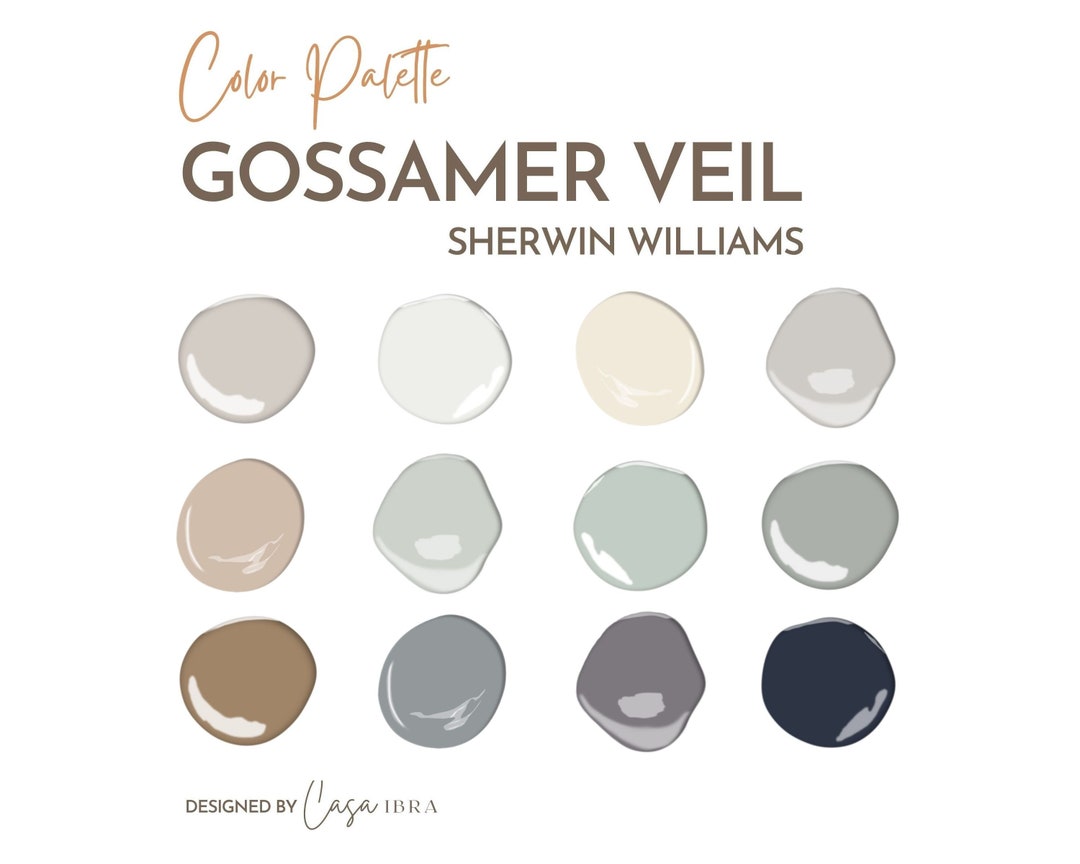 Gossamer Veil Paint Color Palette, Sherwin Williams, Interior Paint ...