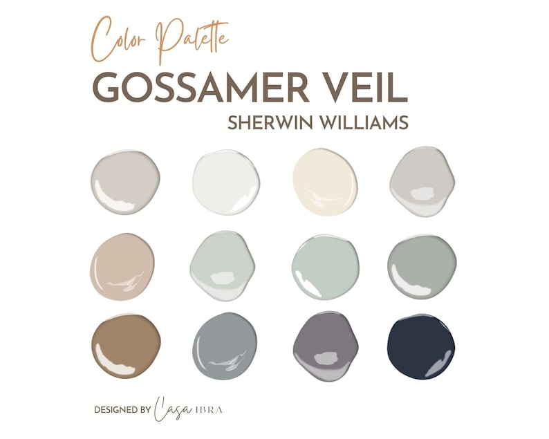 Gossamer Veil Paint Color Palette, Sherwin Williams, Interior Paint ...