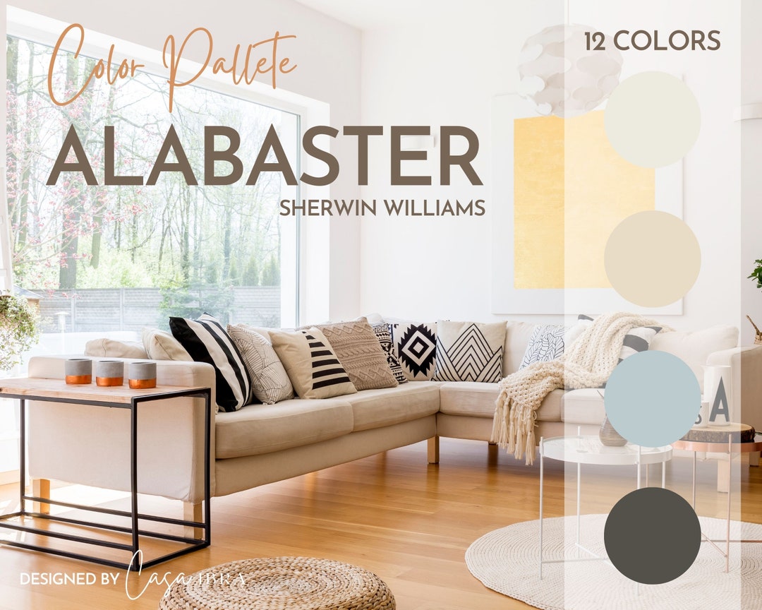 Alabaster Paint Color Palette, Sherwin Williams, Interior Paint Palette ...