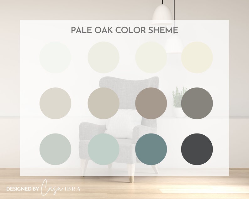 Pale Oak Paint Color Palette, Benjamin Moore, Interior Paint Palette ...
