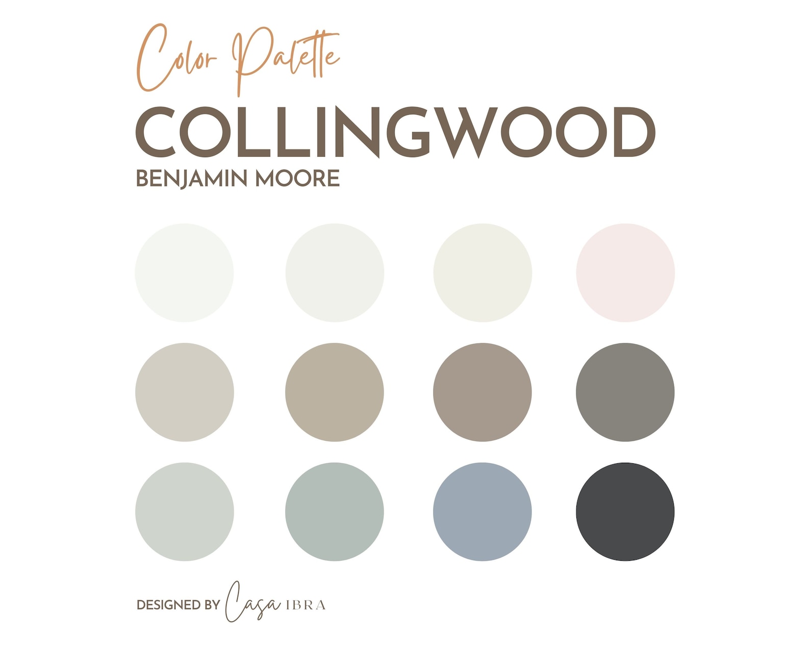 Collingwood Paint Color Palette, Benjamin Moore, Interior Paint Palette ...
