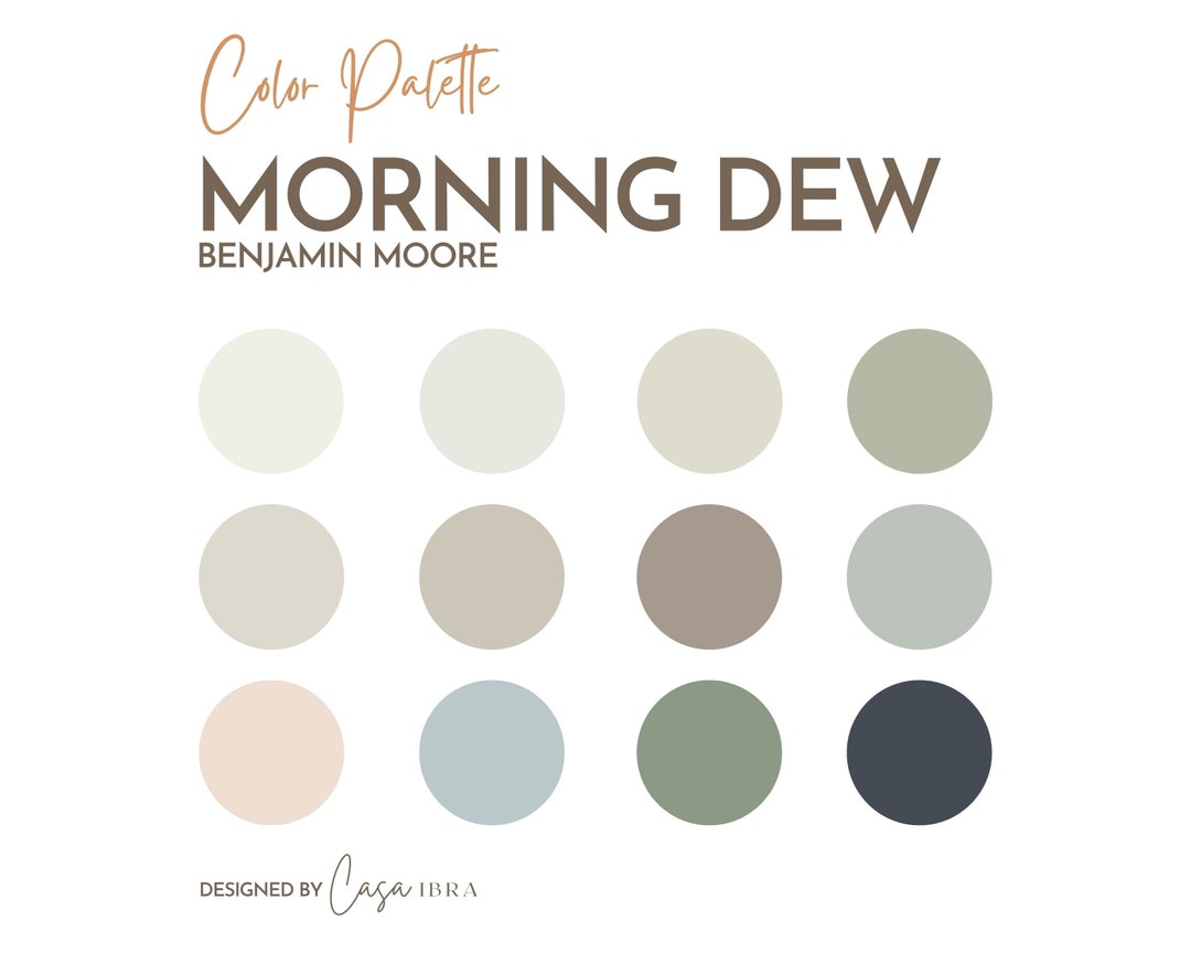 Morning Dew Paint Color Palette, Benjamin Moore, Interior Paint Palette ...