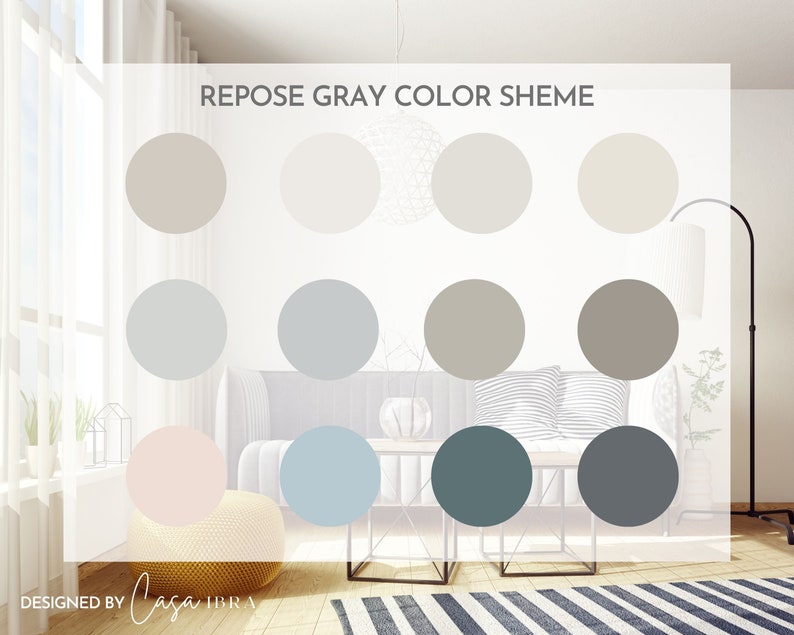 Repose Gray Paint Color Palette, Sherwin Williams, Interior Paint ...
