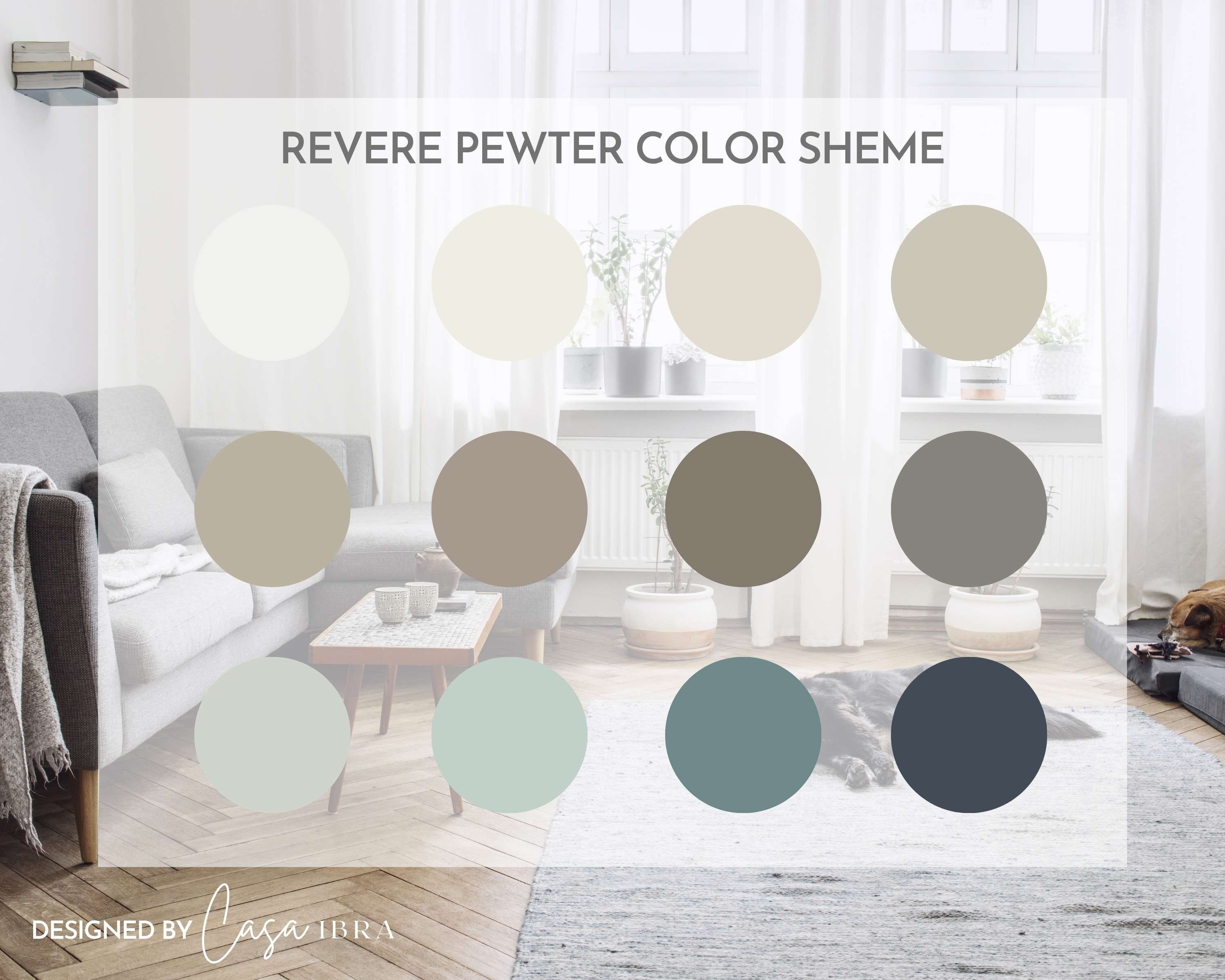 Revere Pewter Paint Color Palette, Benjamin Moore, Interior Paint ...